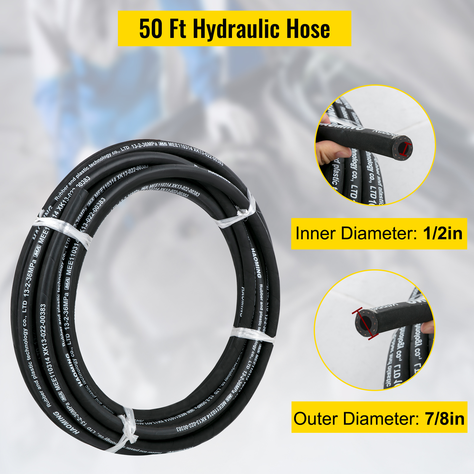 Hydraulická hadica VEVOR 1/2" Hadice hydraulického oleja 50 stôp 5000 ...