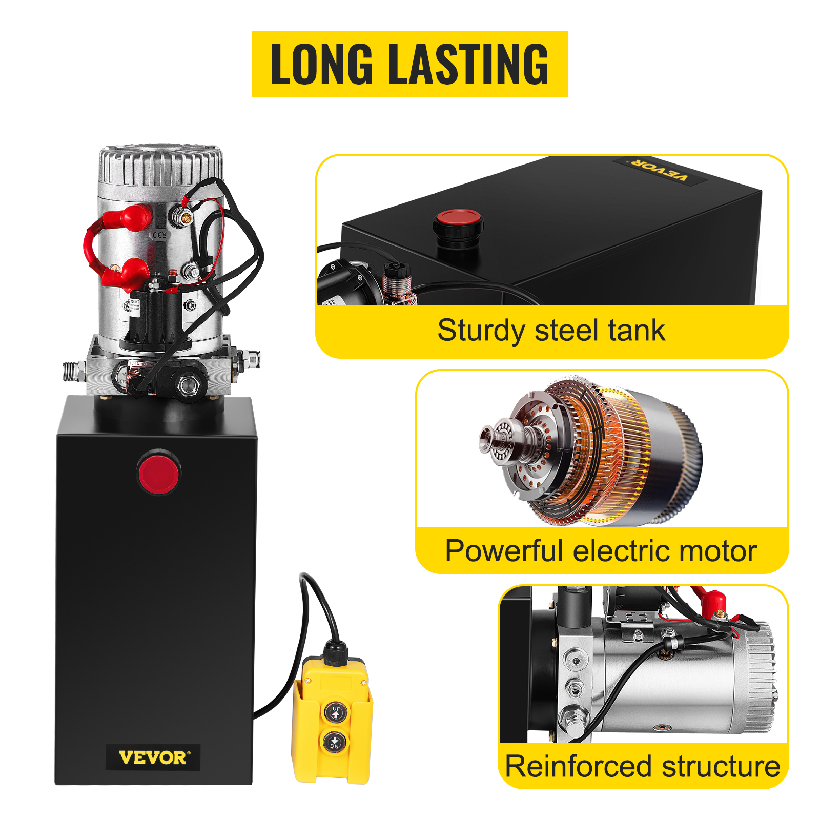 VEVOR Hydraulic Pump, 10 Quart Hydraulic Power Unit, Single Acting ...