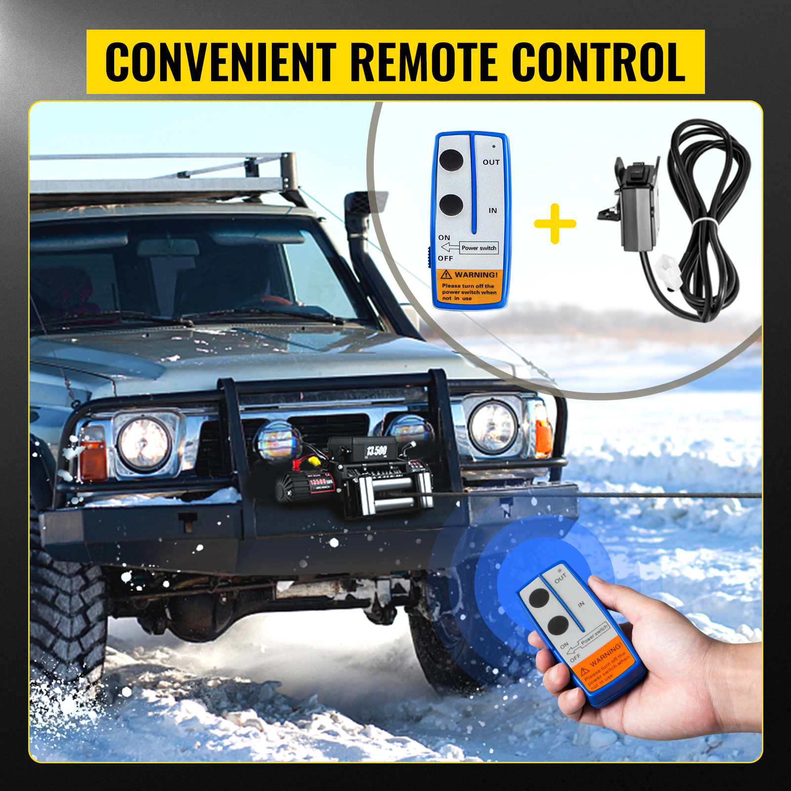 VEVOR Electric Winch 13500lb/6123kg, Steel Cable Recovery Winch 12V ...