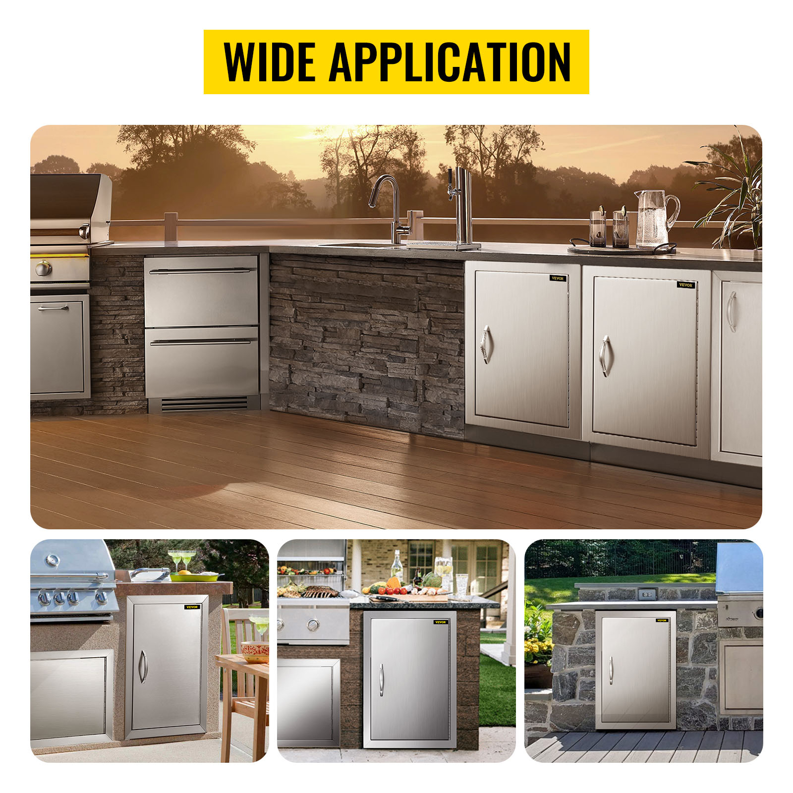 VEVOR BBQ Access Door 14W x 20H Inch, Vertical Single BBQ Door ...