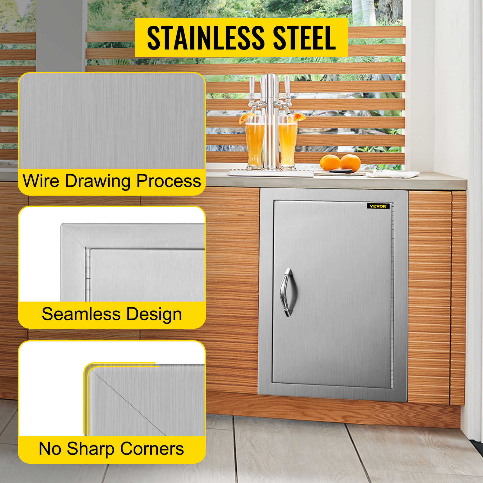 VEVOR BBQ Access Door 17W x 24H Inch, Vertical Single BBQ Door ...