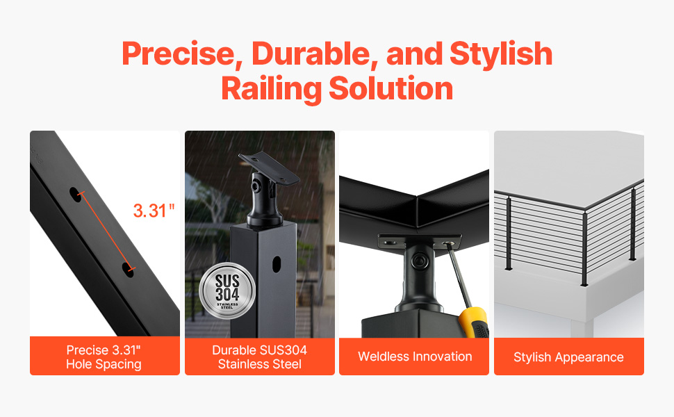VEVOR Cable Railing Post 42x2x2 In with 30° Angled Holes ...