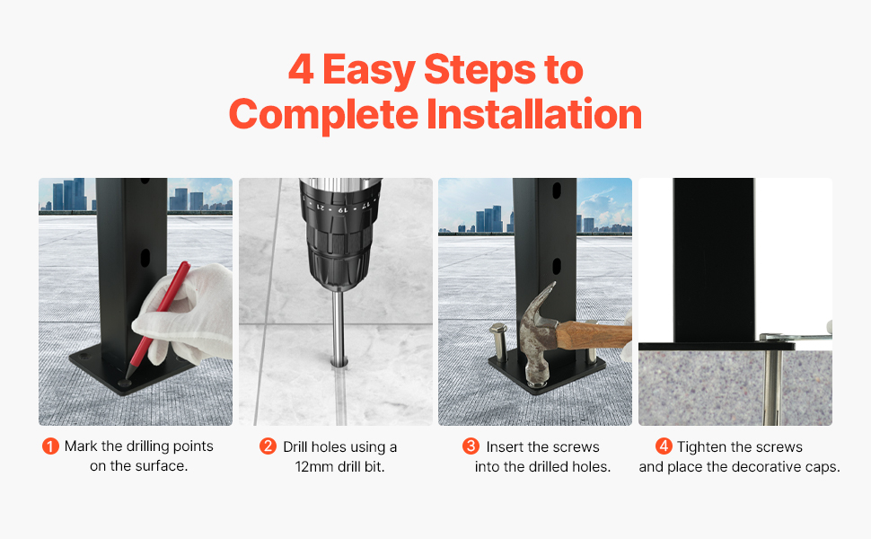 VEVOR Cable Railing Post, 36x1x2 Inch Stair Railing Post, with Pre ...