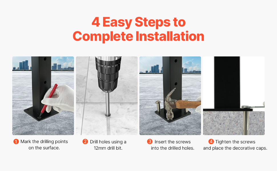 VEVOR 1-Pack Cable Railing Post, 36x2x2 In Horizontal-Hole Deck Railing ...
