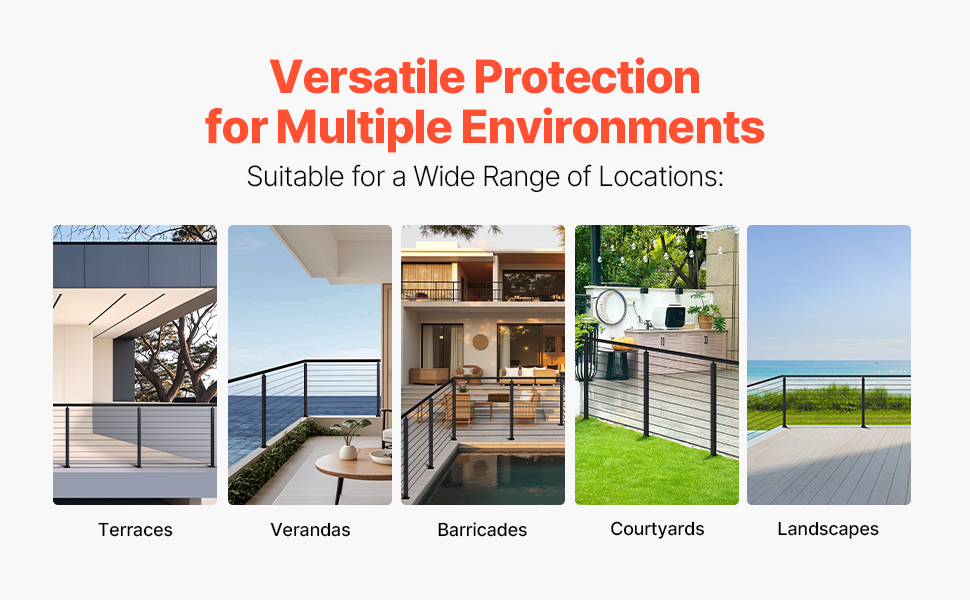 VEVOR 1-Pack Cable Railing Post, 36x2x2 In Horizontal-Hole Deck Railing ...