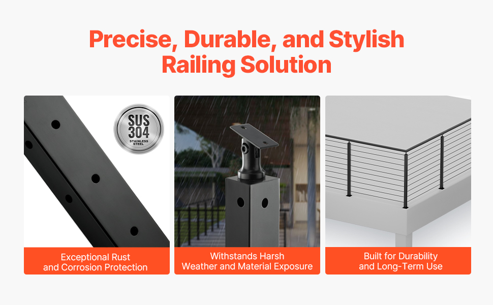 VEVOR Cable Railing Post, 36x1x2 Inch Corner Railing Post, with L ...