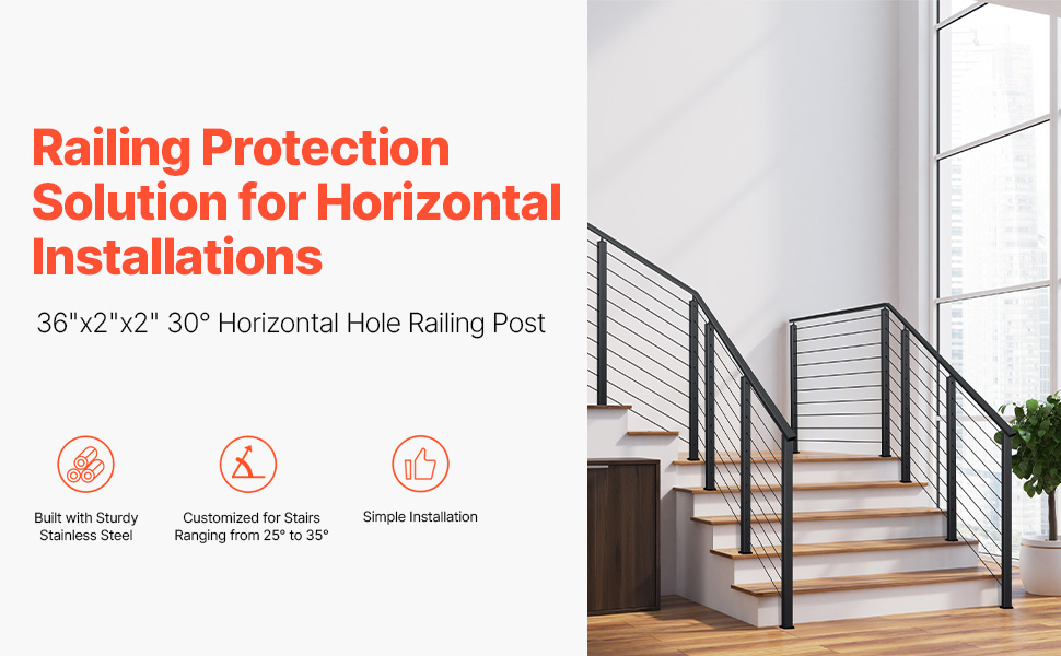 VEVOR Cable Railing Post 36x2x2 In with 30° Angled Holes ...