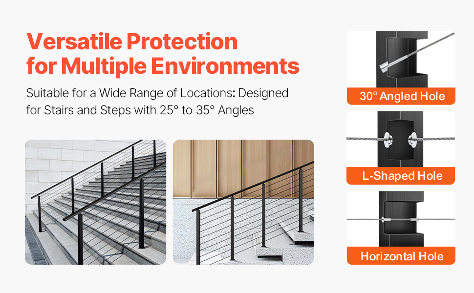 VEVOR Cable Railing Post 36x2x2 In with 30° Angled Holes ...