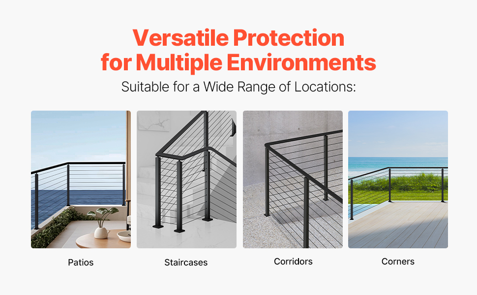 VEVOR Cable Railing Post, 36x2x2 Inch Corner Railing Post, with L ...