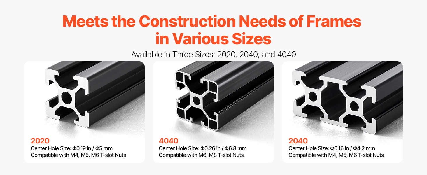 5PCS 78.7 in (2000 mm) T Slot 2040 Aluminum Extrusion Anodized Linear ...