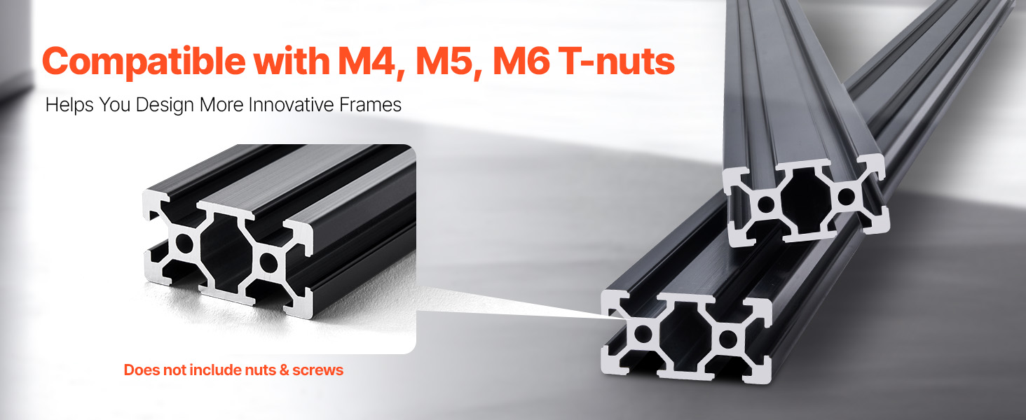 5PCS 47.2 in (1200 mm) T Slot 2040 Aluminum Extrusion Anodized Linear ...