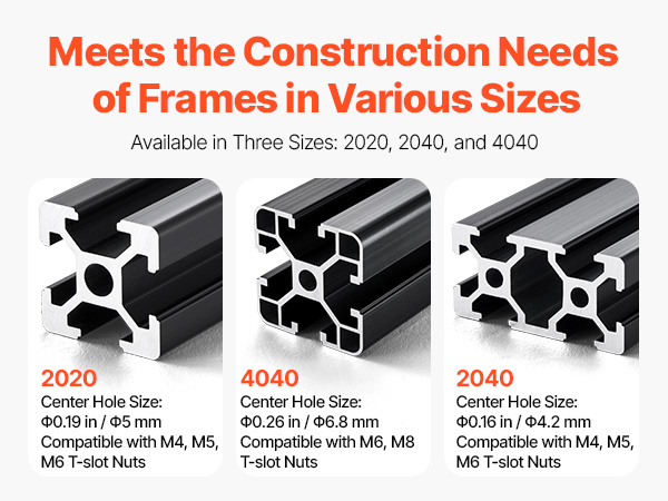 VEVOR 5PCS 59 in (1500 mm) T Slot 2040 Aluminum Extrusion Anodized ...