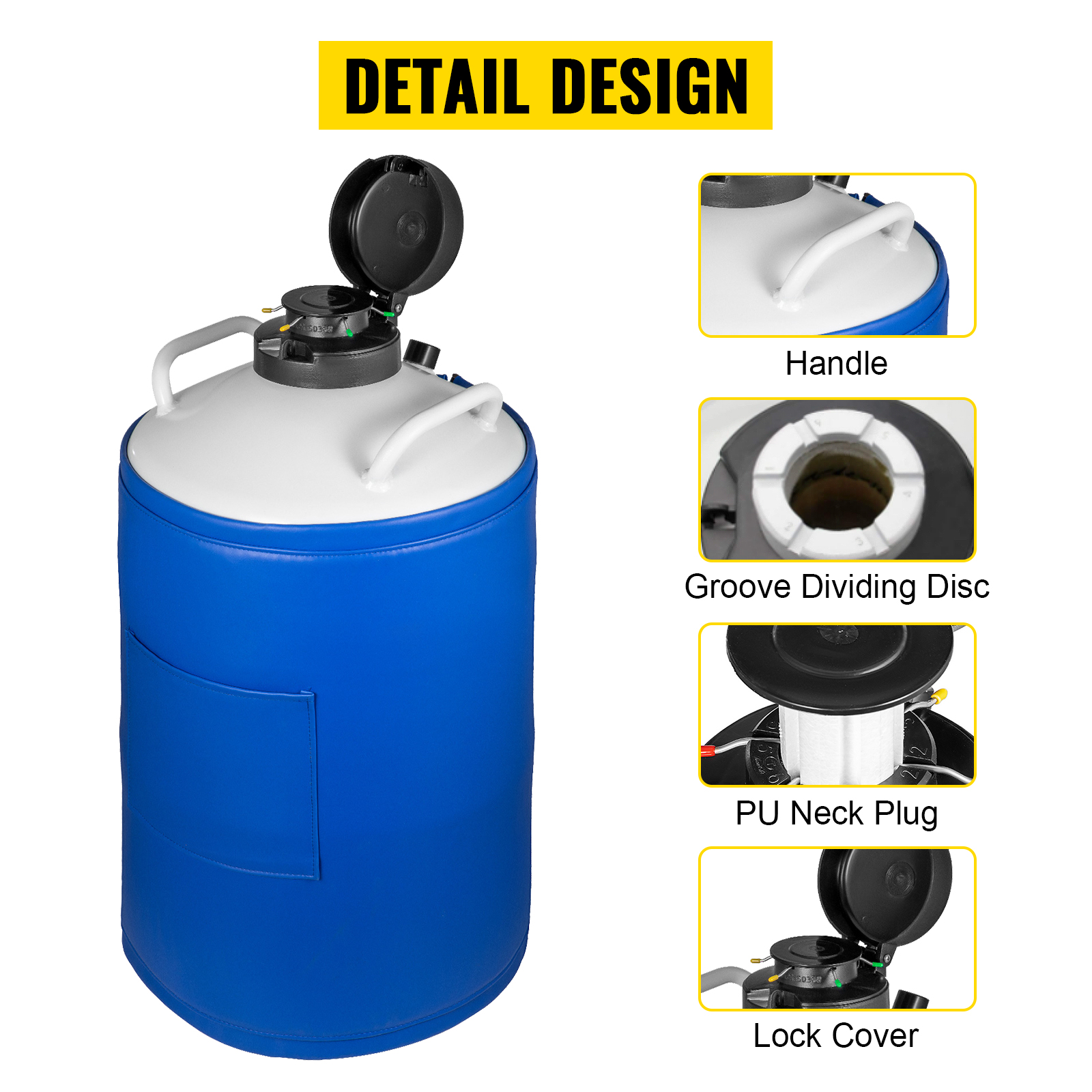VEVOR 20L Liquid Nitrogen Tank Aluminum Alloy Liquid Nitrogen Dewar ...