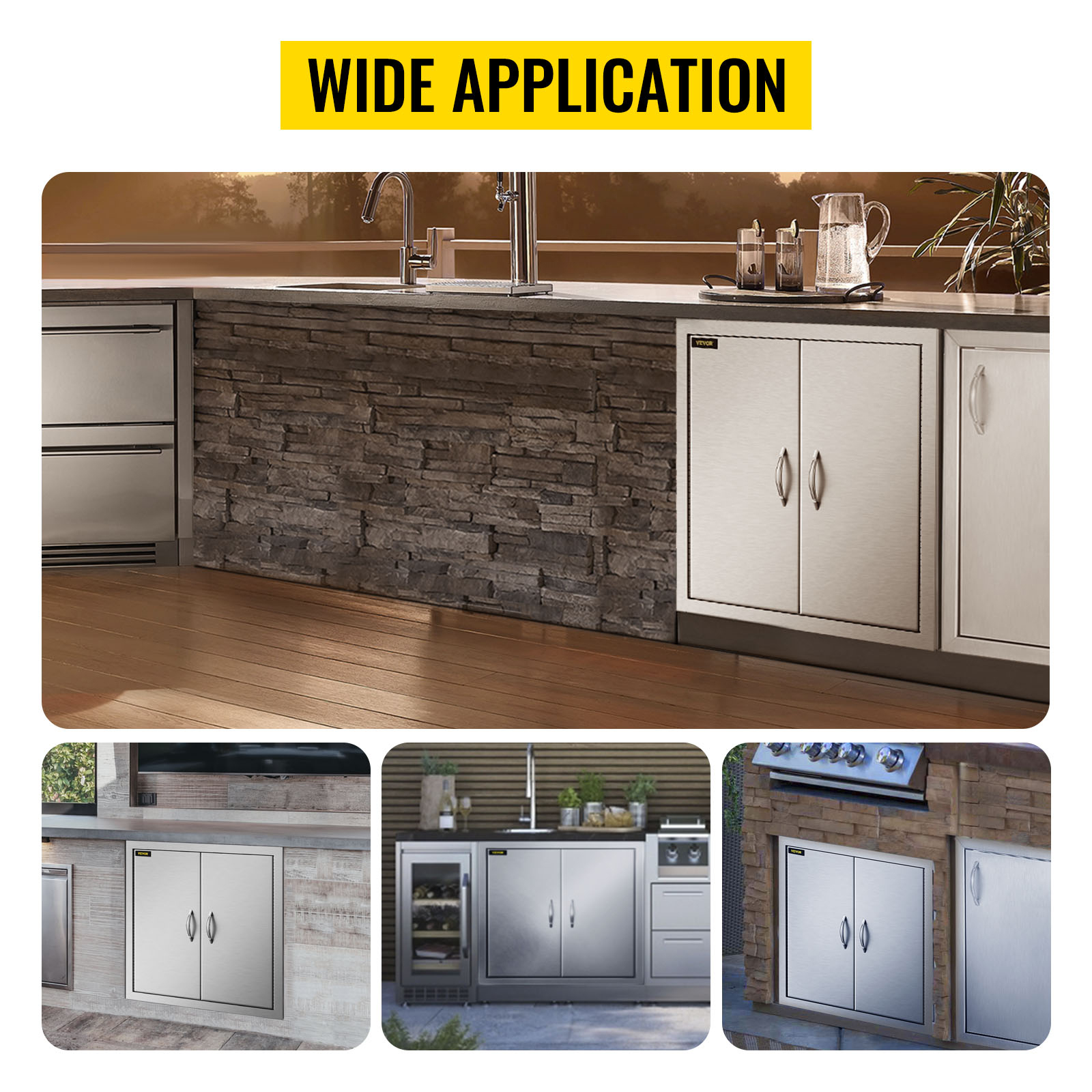 VEVOR BBQ Access Door 24W x 24H Inch, Grill Door Double Door Brushed ...