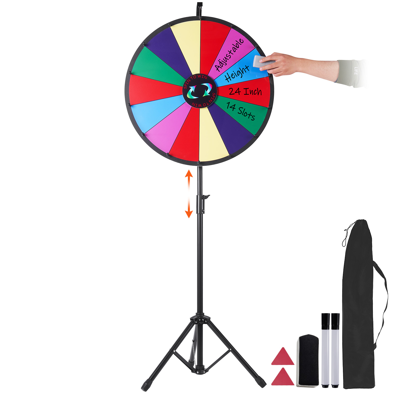 24 Inch Tabletop Color Prize Wheel with Folding Tripod Floor Stand 14 ...