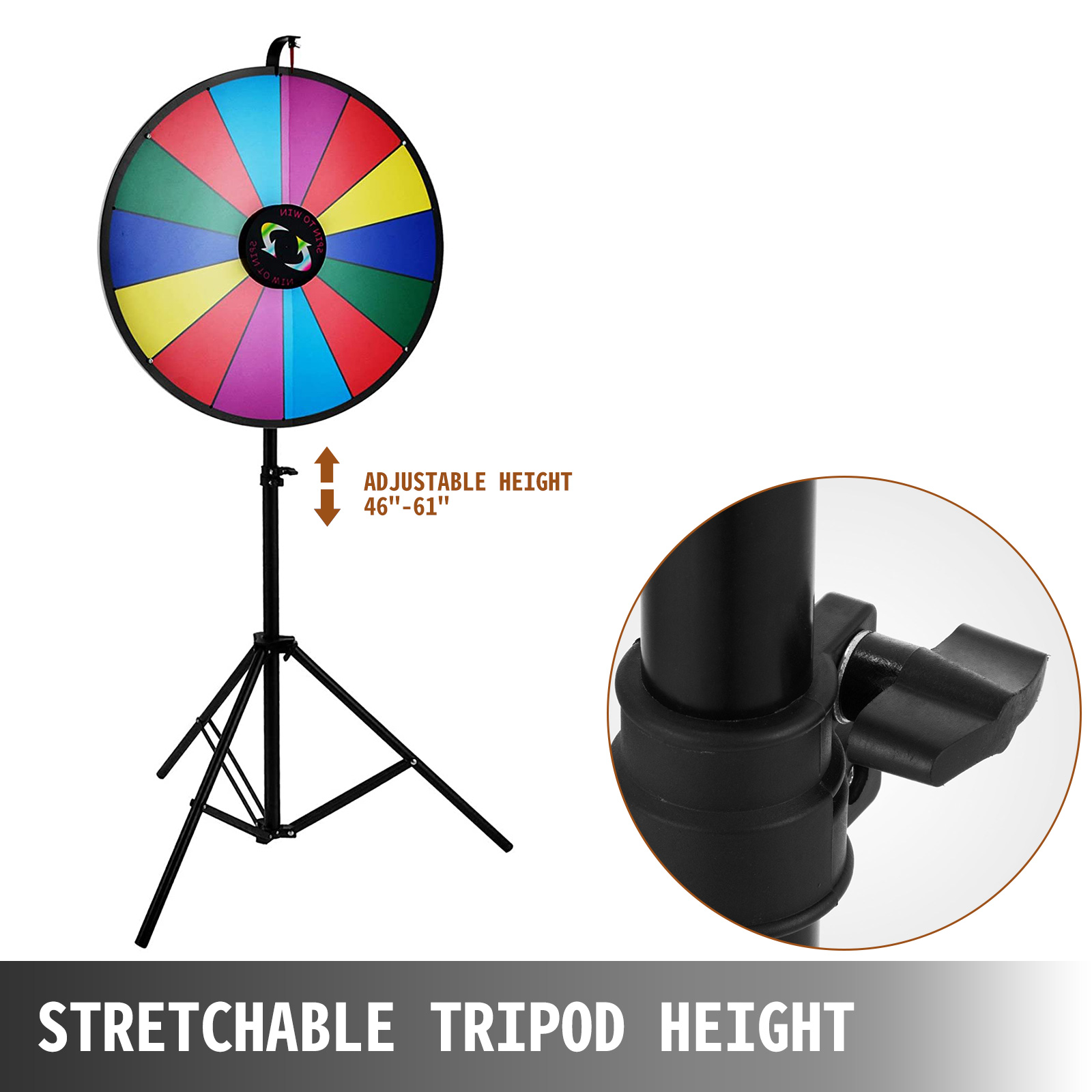 24 Inch Tabletop Color Prize Wheel with Folding Tripod Floor Stand 14 ...
