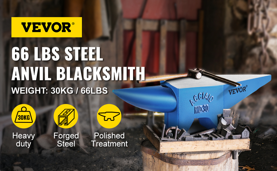 VEVOR Pro Horn Anvil , 30KG/66.1LBS Weight Steel Anvil Blacksmith ...