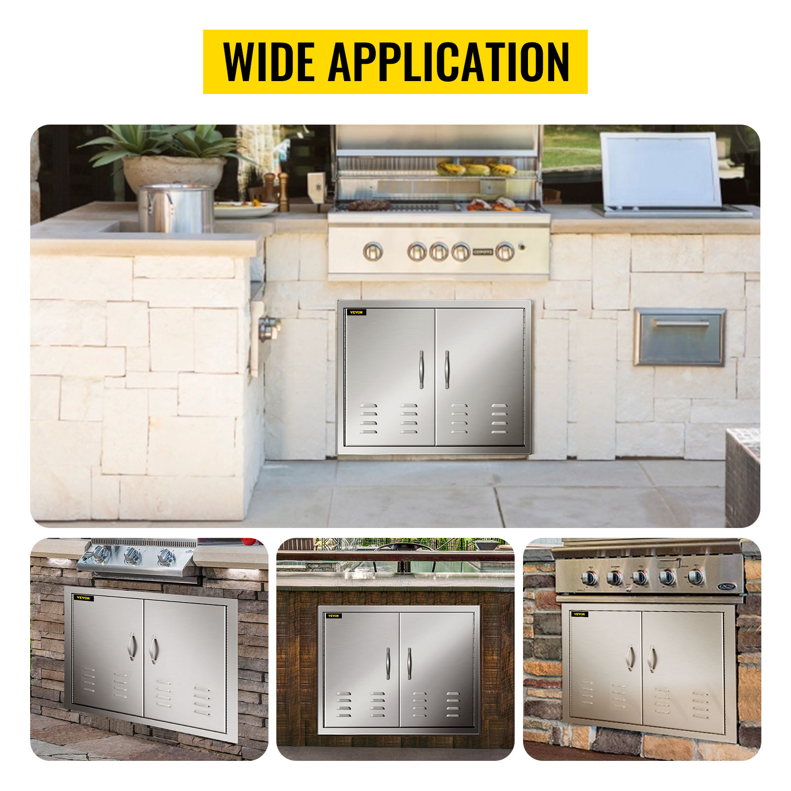VEVOR 30W x 21H Inch Double Door with Vents BBQ Access Door Stainless ...