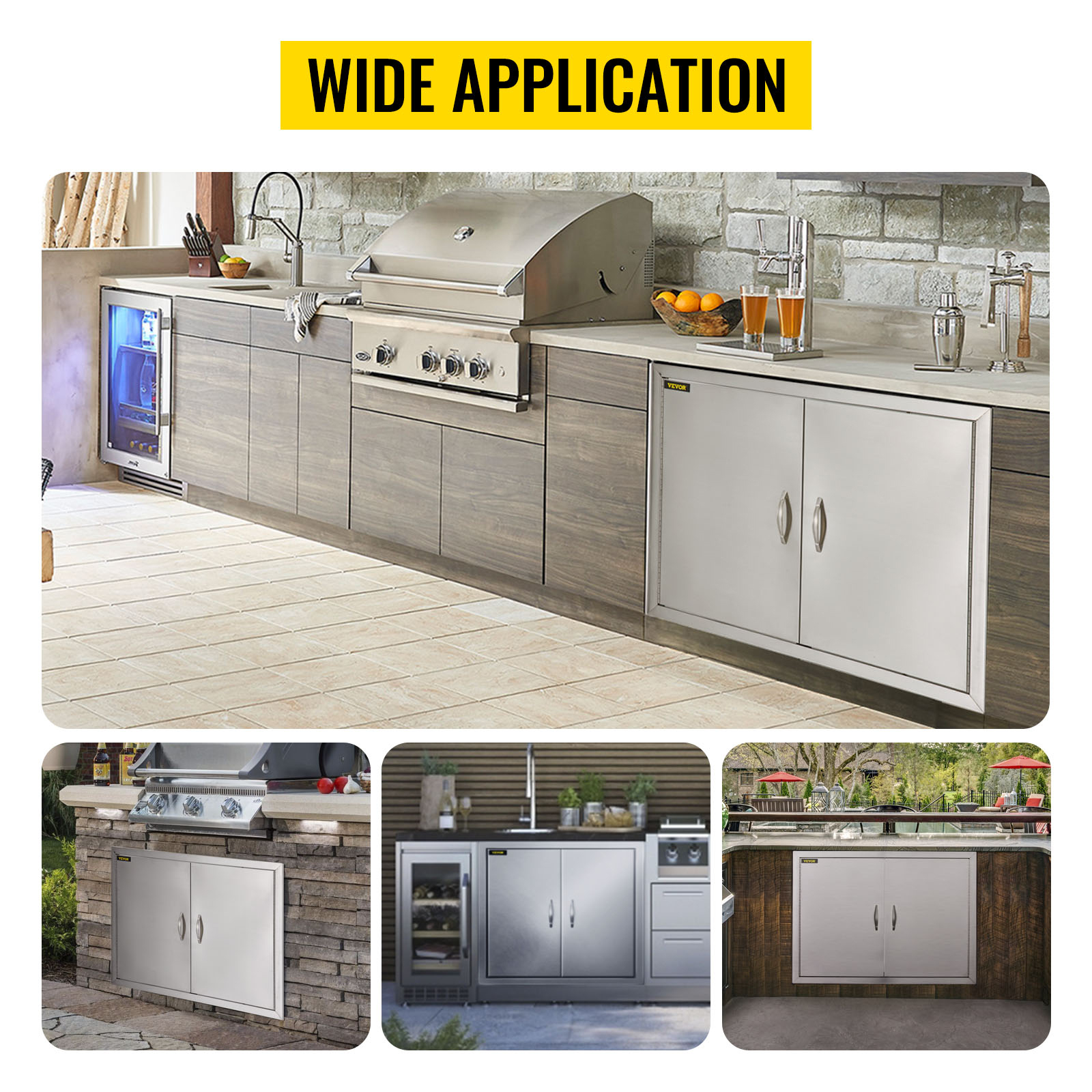 VEVOR BBQ Double Access Door 31W x 24H Inch, BBQ Door Stainless Steel ...