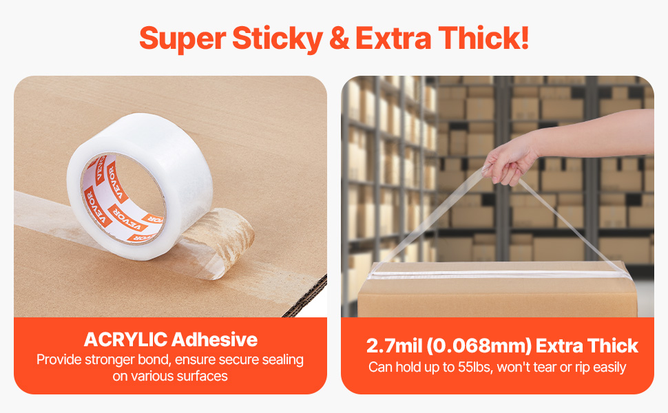 Clear Packing Tape 12 Rolls 65 Yards Clear Shipping Tape with Dispenser ...