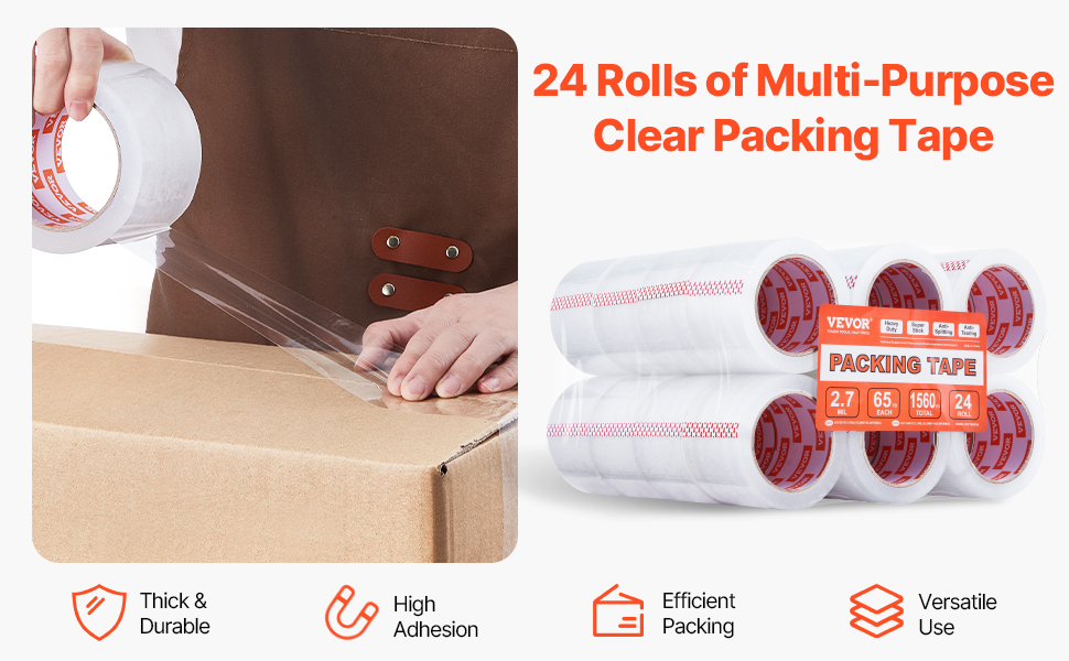Clear Packing Tape 24 Rolls 65 Yards Heavy Duty Clear Packing Tape 2.7 ...