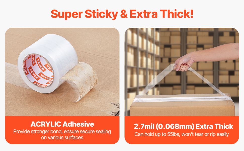 Clear Packing Tape 24 Rolls 65 Yards Heavy Duty Clear Packing Tape 2.7 ...
