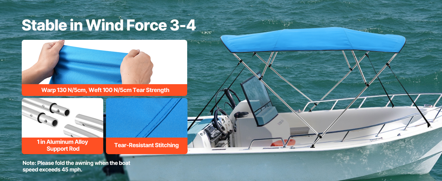 4 Bow Boat Bimini Tops 96"Lx(79"-84")W x 54"H Awning Canopy Pacific ...