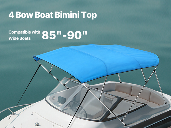 4 Bow Boat Bimini Tops 96"Lx(85"-90")W x 54"H Awning Canopy Pacific ...