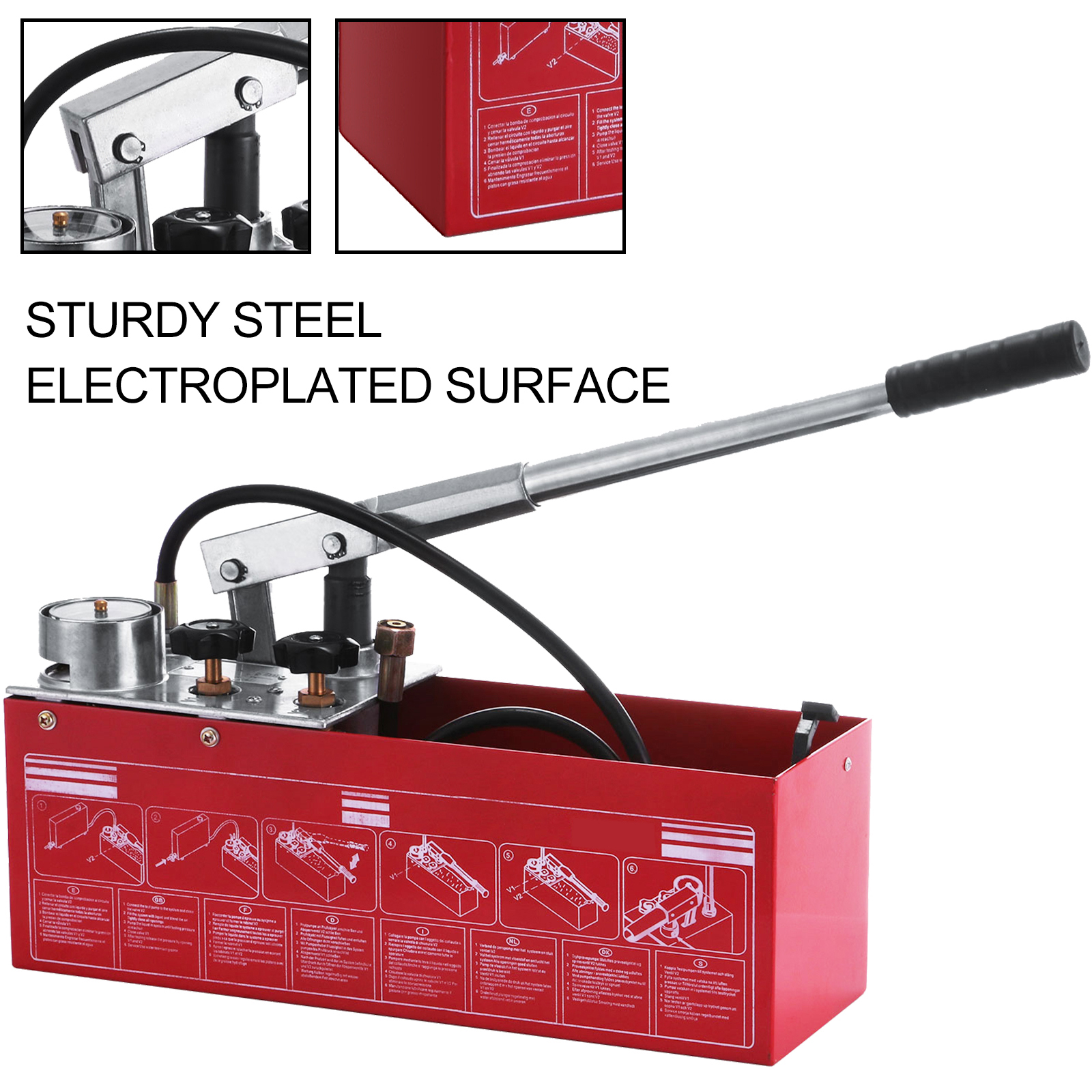 VEVOR Hydraulic Pressure Test Pump 50 Bar Hand Pressure Test Pump 726 ...