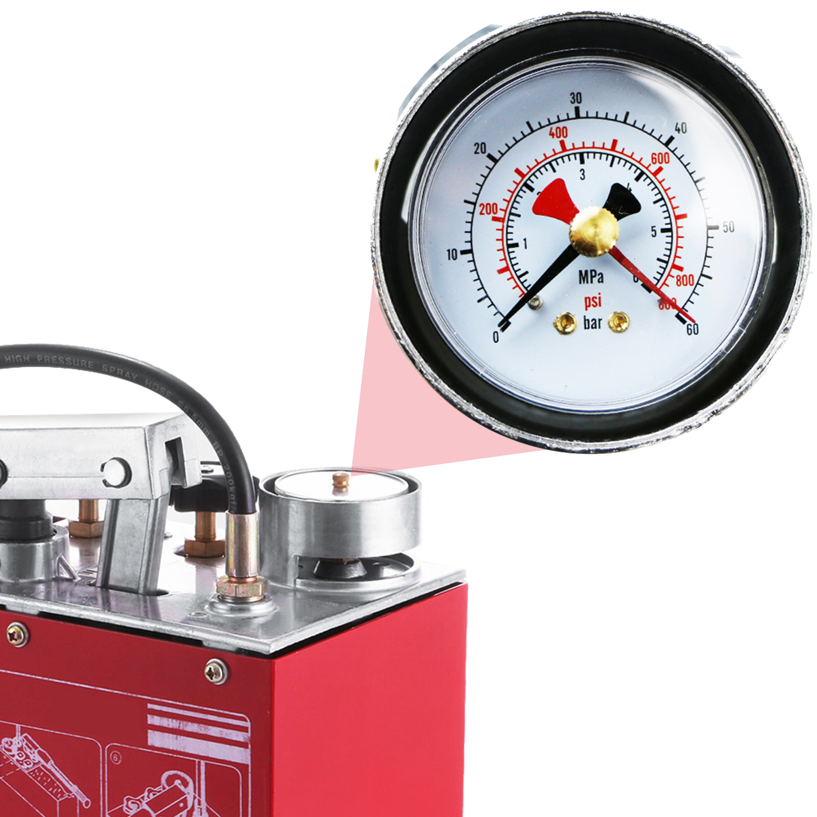 VEVOR Hydraulic Pressure Test Pump 50 Bar Hand Pressure Test Pump 726 ...
