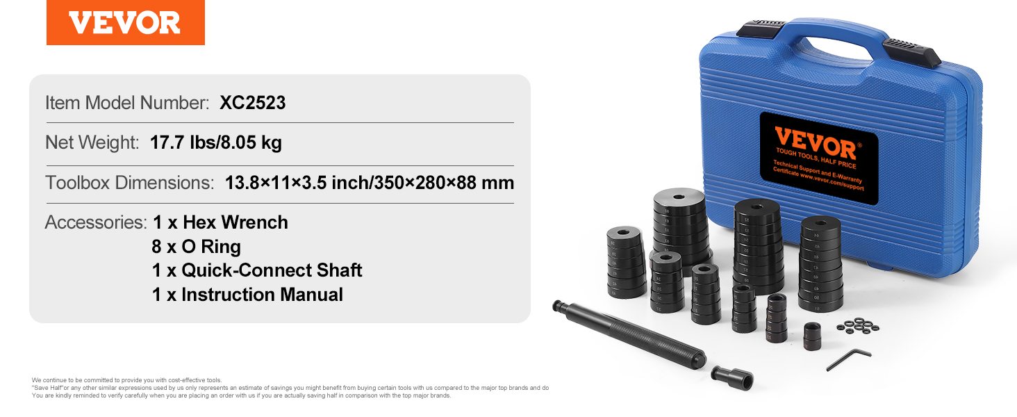 VEVOR 52 Pcs Custom Bushing Press Kit Transmission Wheel Bearing Race ...