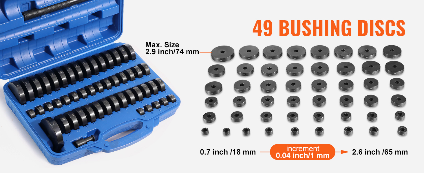 VEVOR 52 Pcs Custom Bushing Press Kit Transmission Wheel Bearing Race ...