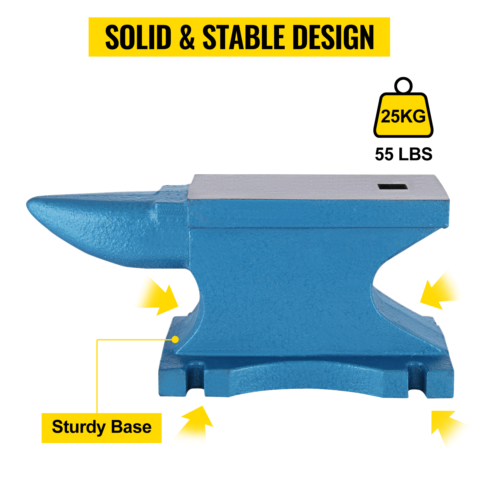 VEVOR Single Horn Anvil 55Lbs, Cast Iron Anvil Blacksmith Withstands ...
