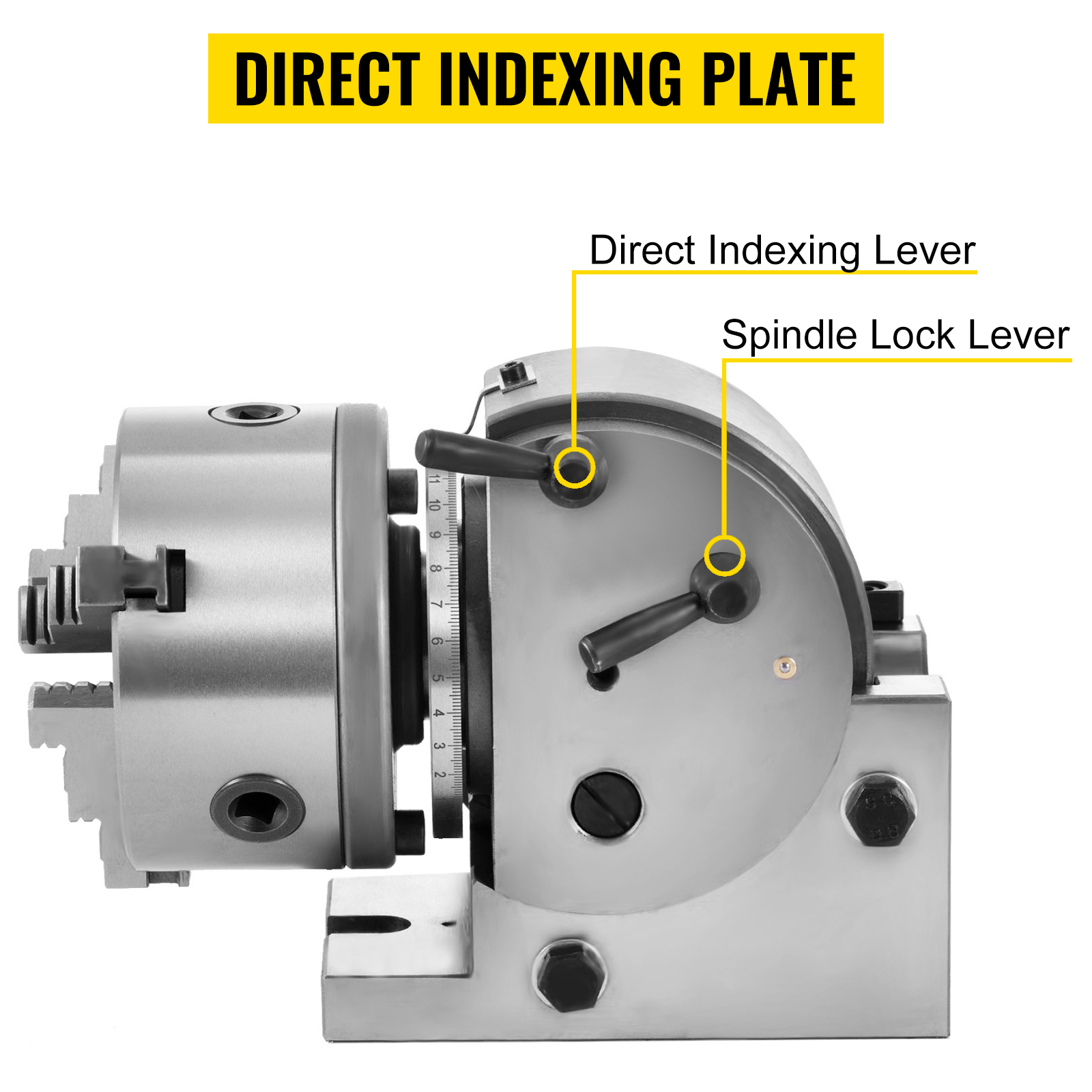 VEVOR Dividing Head BS-0 5Inch 3 Jaw Chuck Dividing Head Set Precision ...