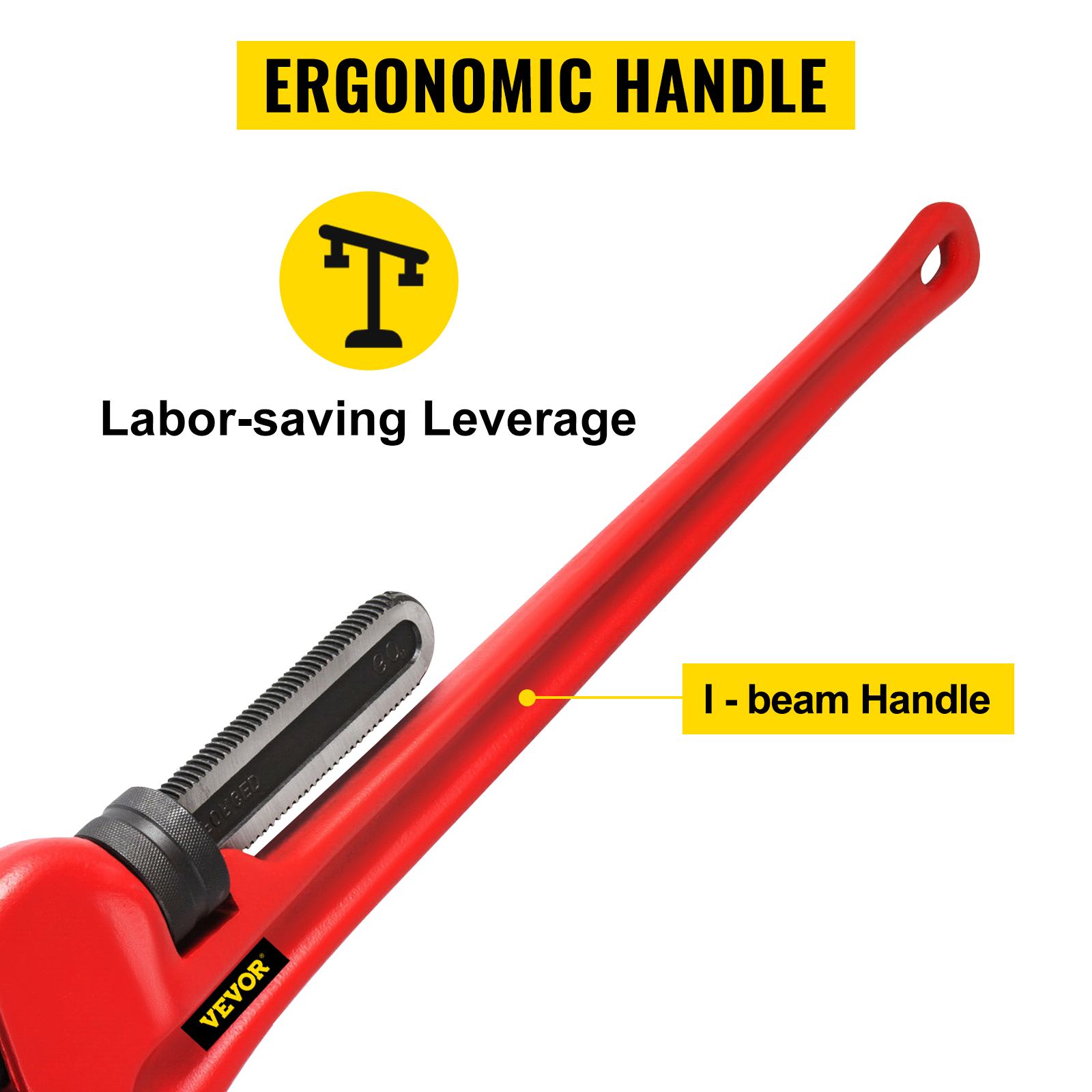 VEVOR Pipe Wrench, 60 inch, Heavy Duty Cast Iron Straight Plumbing ...