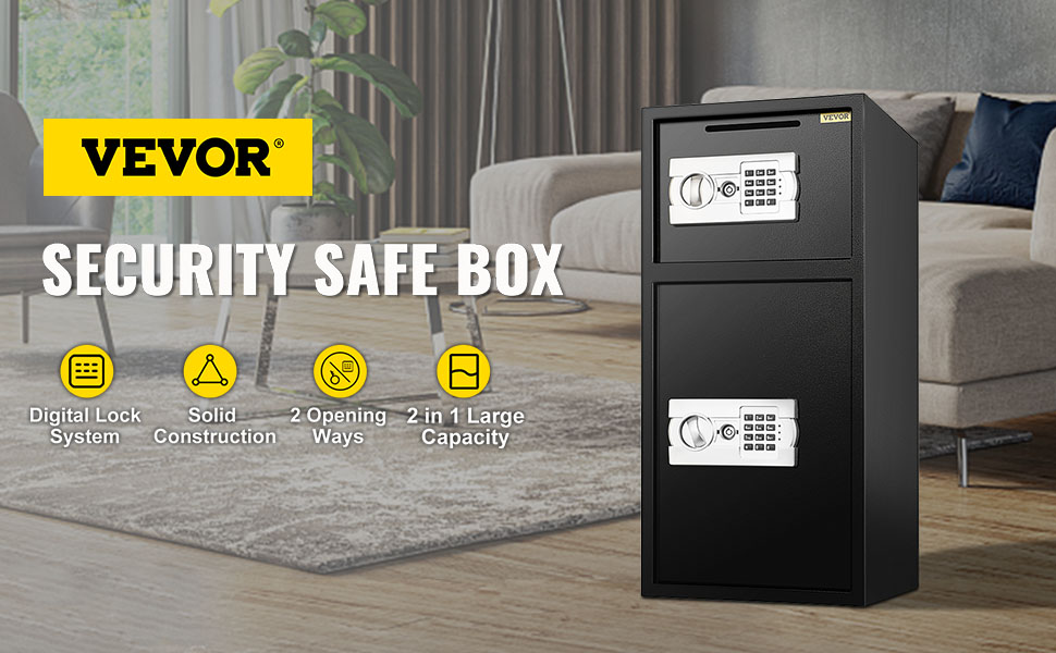 VEVOR Large Double Door Security Safe Box 2.6 Cubic Feet Steel Safe Box ...