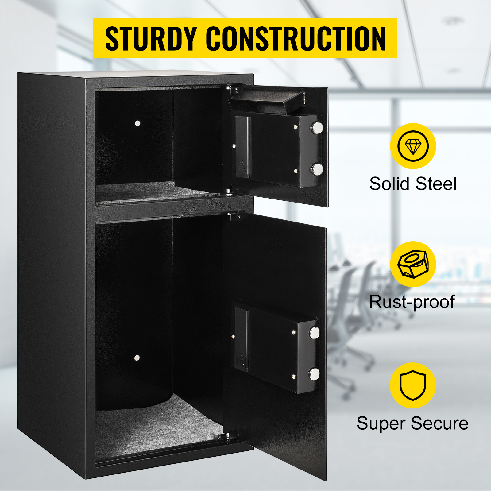 VEVOR Large Double Door Security Safe Box 2.6 Cubic Feet Steel Safe Box ...