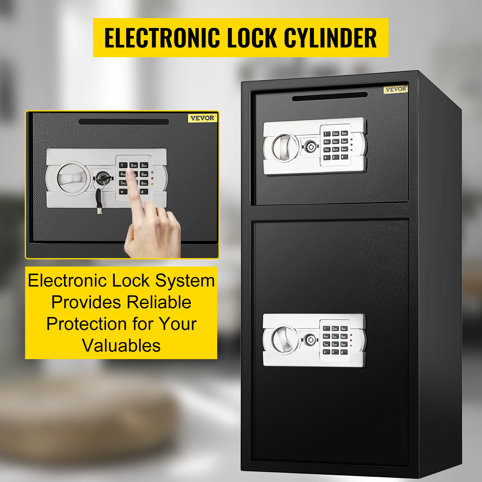 VEVOR Large Double Door Security Safe Box 2.6 Cubic Feet Steel Safe Box ...