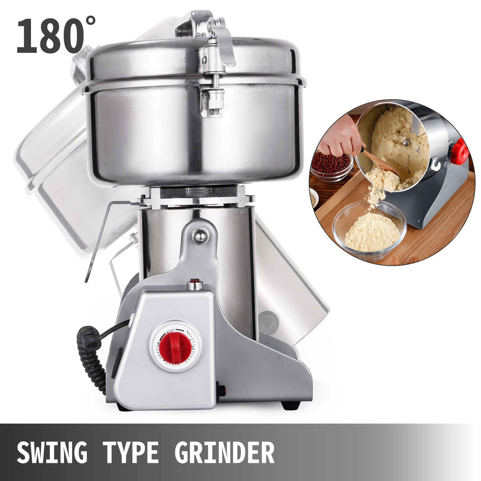 VEVOR Electric Grain Grinder 750g Grain Grinder Mill 2500W Powder ...