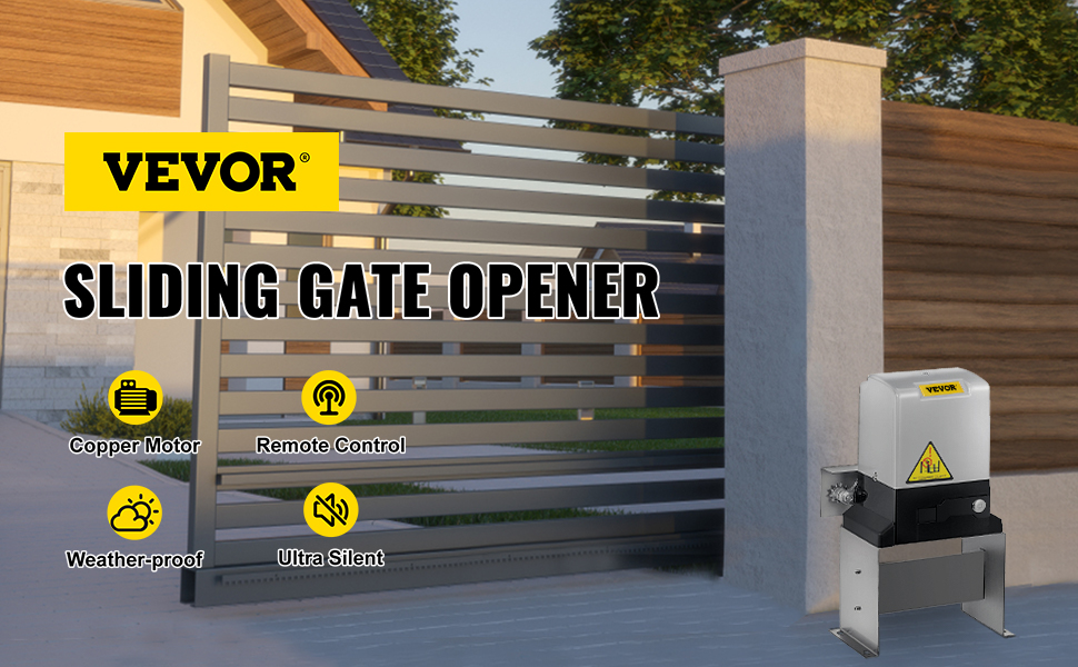 VEVOR Sliding Gate Opener AC600 1800Lbs with 2 Remote Controls Move ...