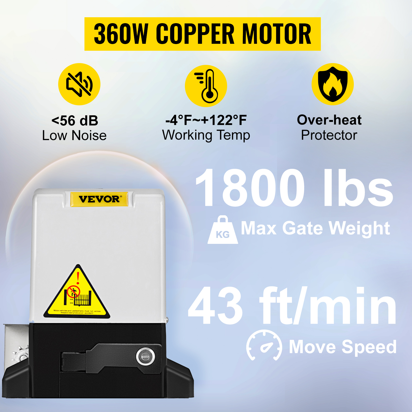 VEVOR Sliding Gate Opener AC600 1800Lbs with 2 Remote Controls Move ...