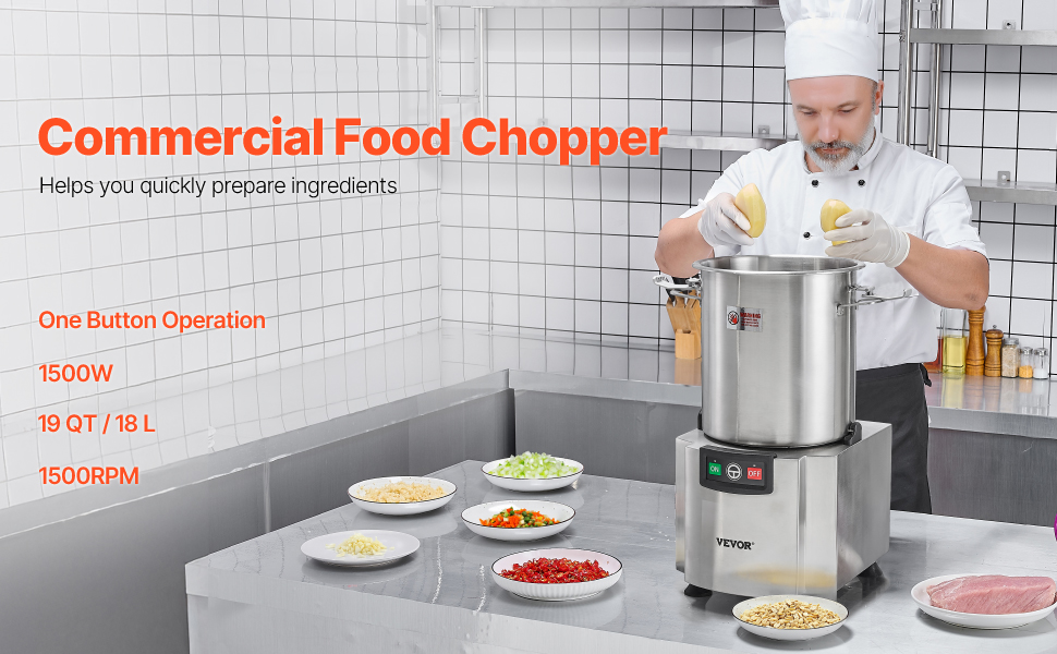 VEVOR Food Processor & Vegetable Chopper 18L Food-Grade Stainless Steel ...