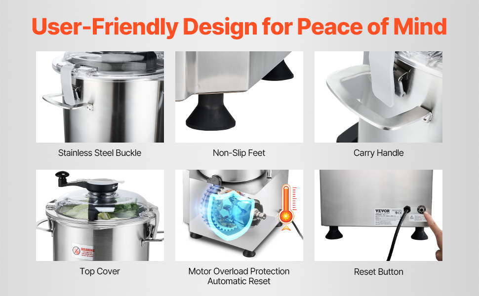 VEVOR Food Processor & Vegetable Chopper 18L Food-Grade Stainless Steel ...