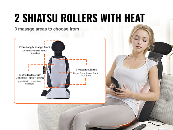 VEVOR Shiatsu Back Massager with Heat, Massage Seat Cushion with 2 ...