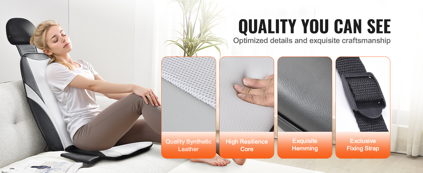 VEVOR Shiatsu Back Massager with Heat, Massage Seat Cushion with 2 ...