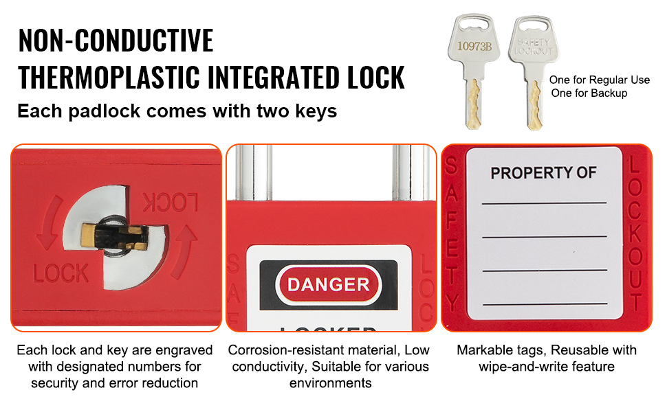 VEVOR Electrical Lockout Tagout Kit, 60 PCS Safety Lockout Tagout ...