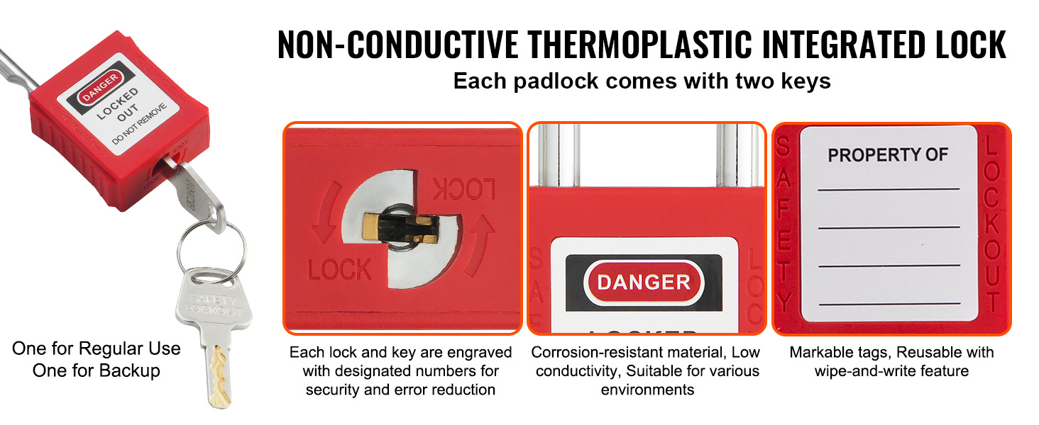 VEVOR Electrical Lockout Tagout Kit, 60 PCS Safety Lockout Tagout ...