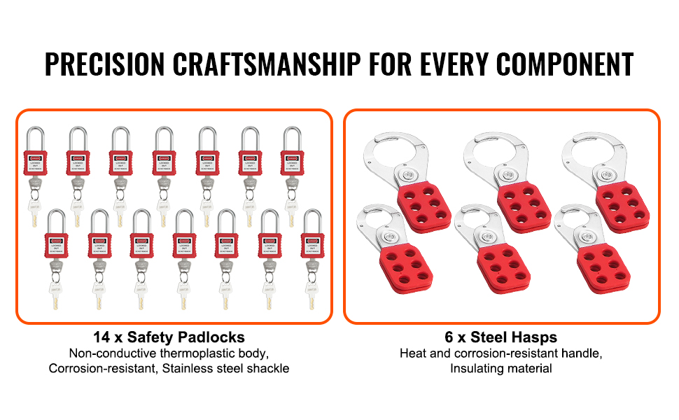 VEVOR Electrical Lockout Tagout Kit, 60 PCS Safety Lockout Tagout ...