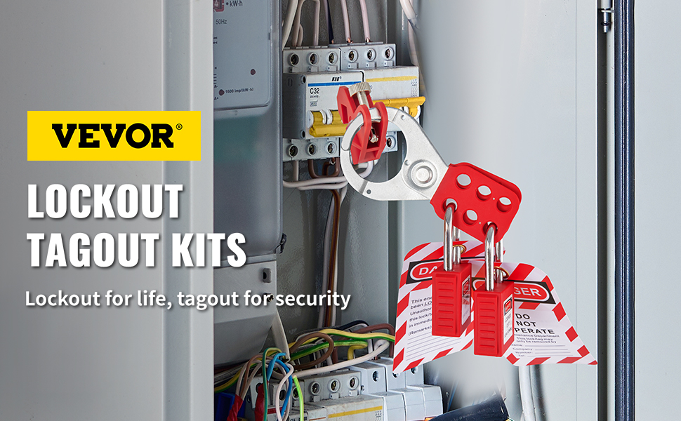 VEVOR 42 PCS Lockout Tagout Kits, Electrical Safety Loto Kit Includes ...