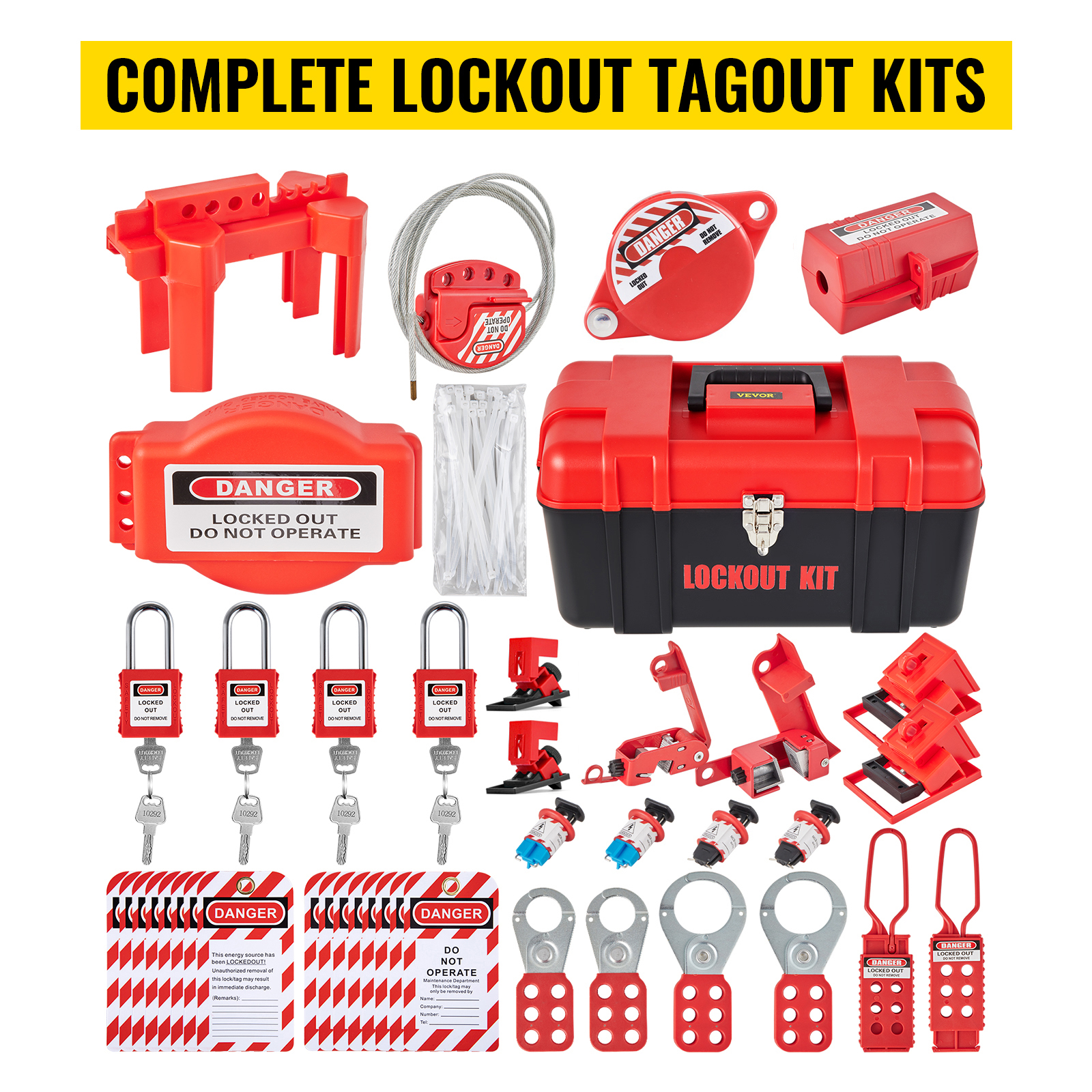 VEVOR 42 PCS Lockout Tagout Kits, Electrical Safety Loto Kit Includes ...